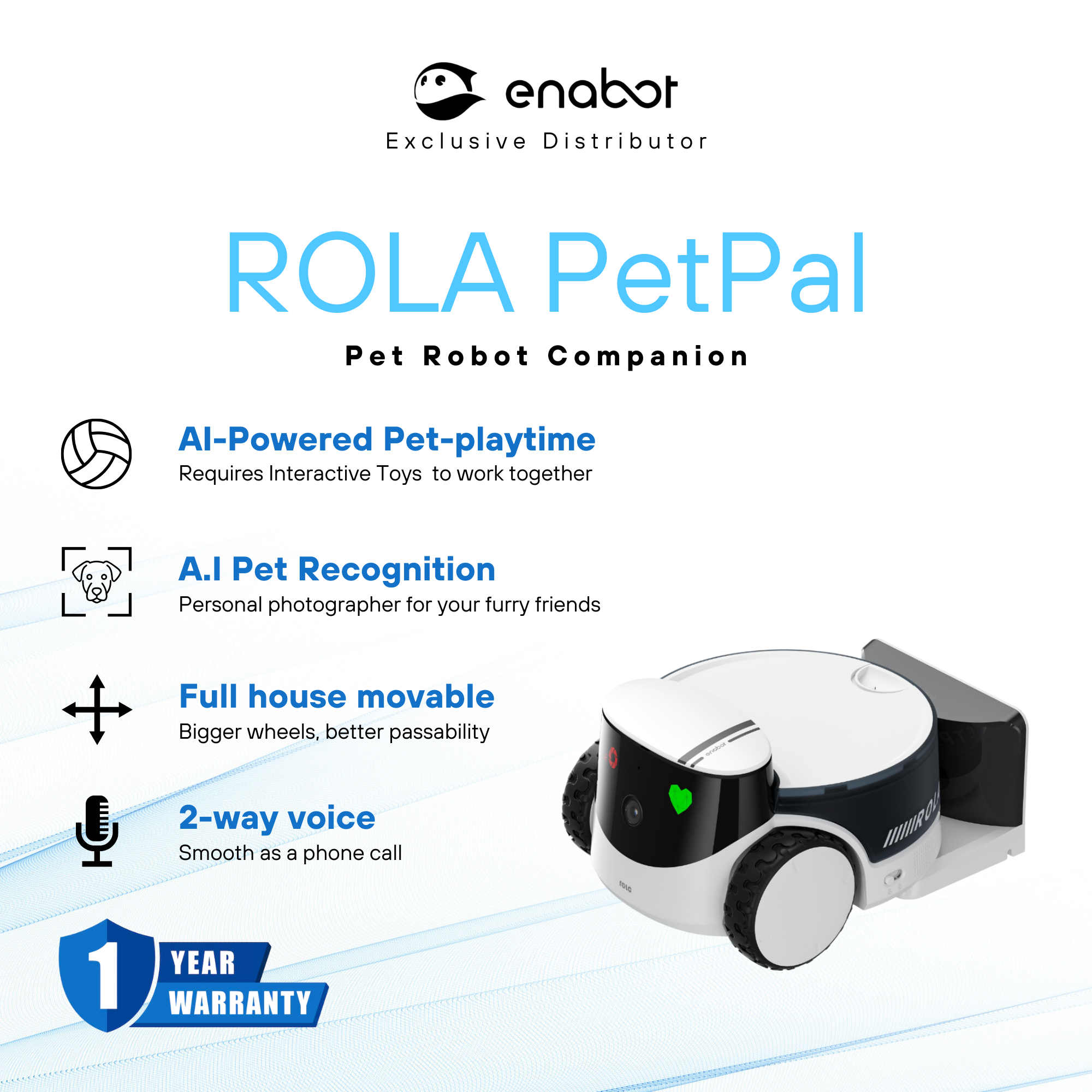 Rola PetPal - Robot for Cats and Dogs – Enabot Singapore