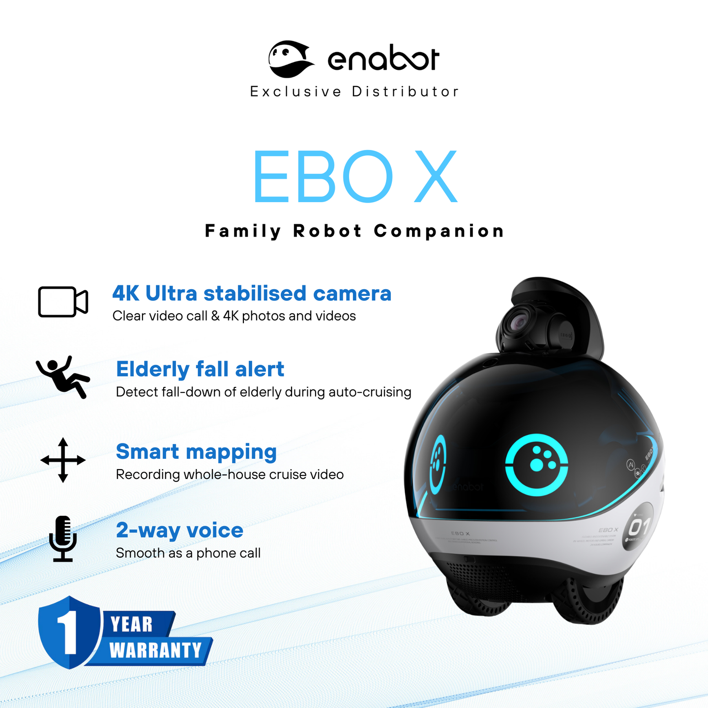 Enabot EBO X Smart Home Companion Robot with Alexa Built-in. – Enabot Singapore
