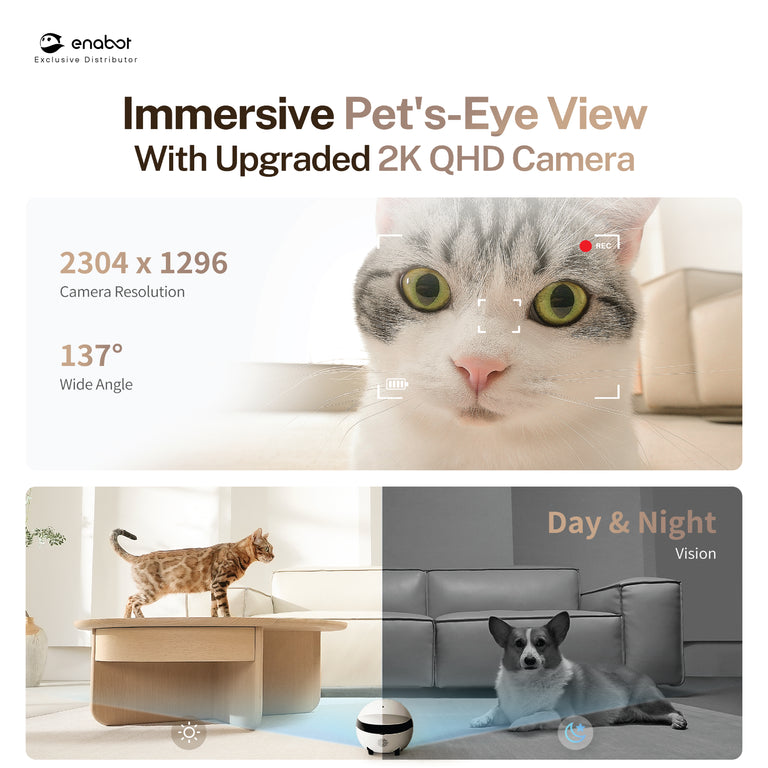 ROLA Mini 2K Movable Pet Camera-2 Way Communication With One Tap ...