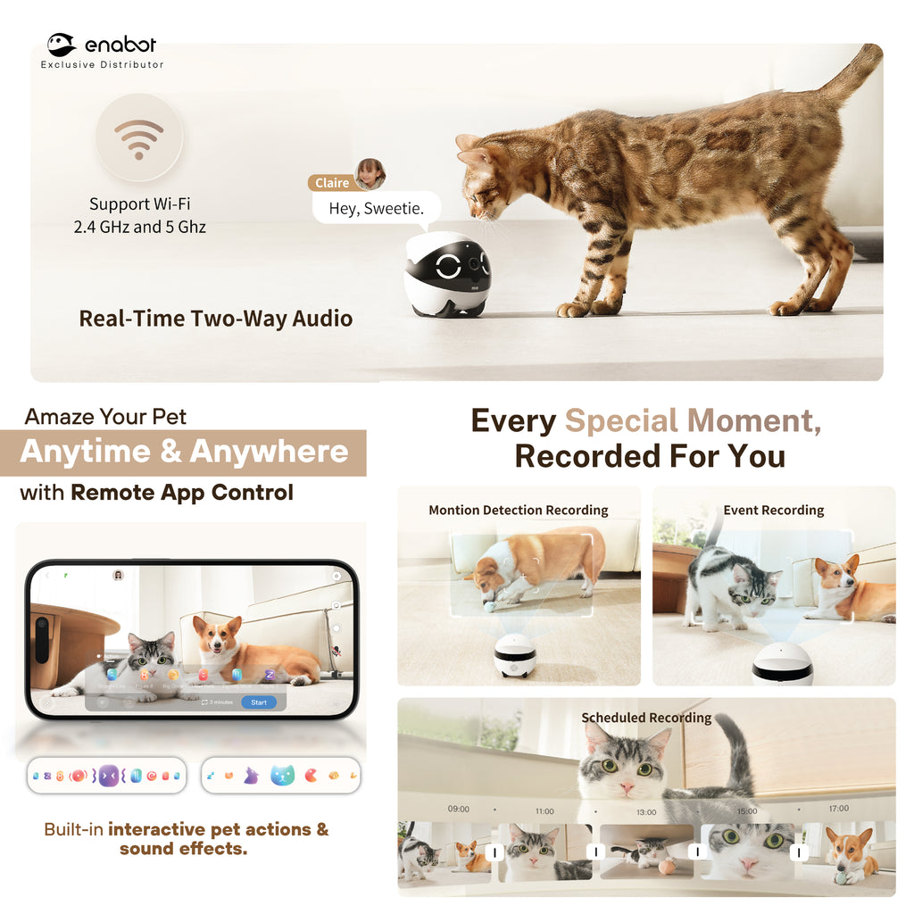 ROLA Mini 2K Movable Pet Camera-2 Way Communication With One Tap ...